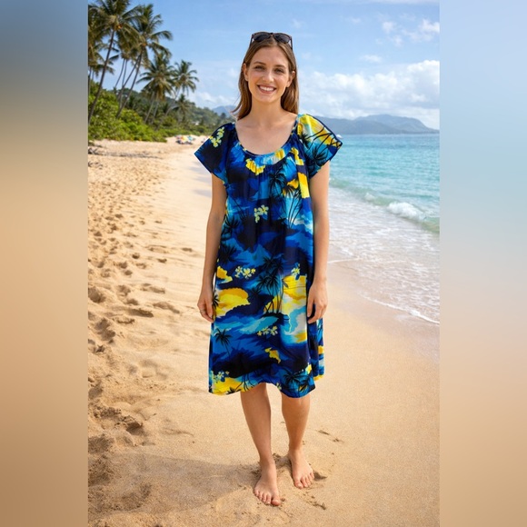 Hilo Hattie | Dresses | Vintage Hilo Hattie Hawaii Tropical Blue And ...
